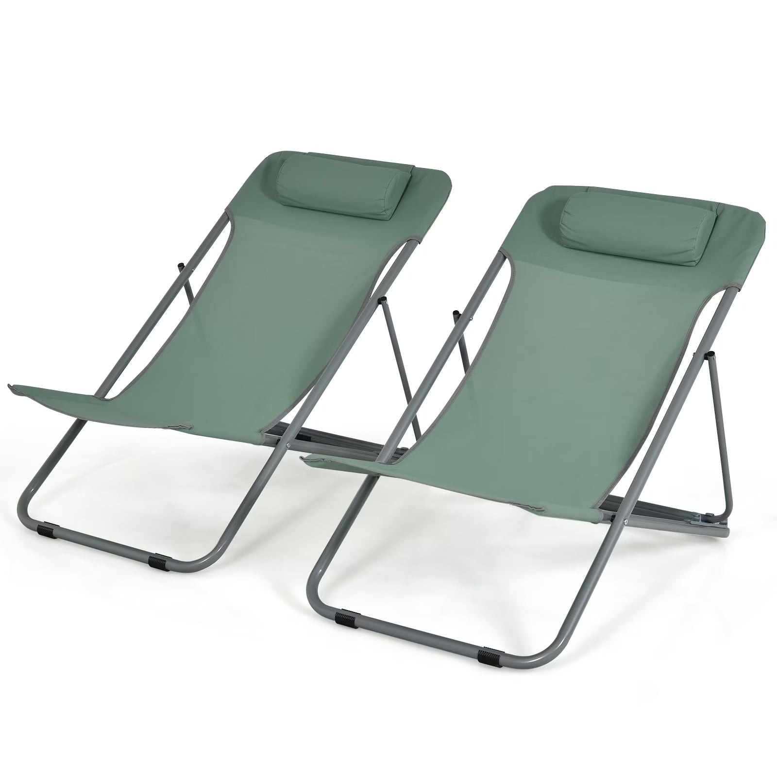 GYMAX Set of 2/4 Beach Chair Portable 3-Position Lounge Chair – Gymax